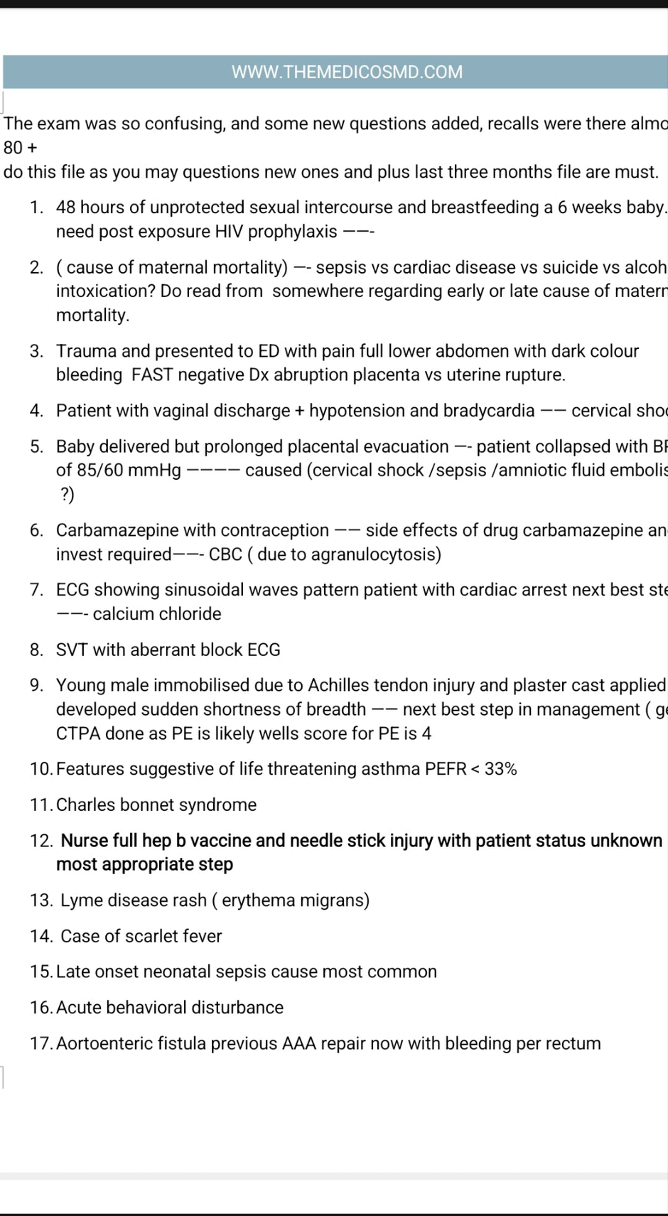 STEP 2CK RECALLS 2024-2025 – MedicosMD